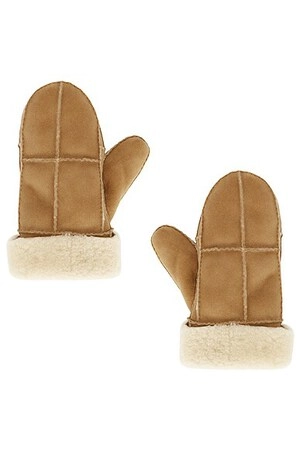 Saint Laurent Shearling Mittens - Beige
