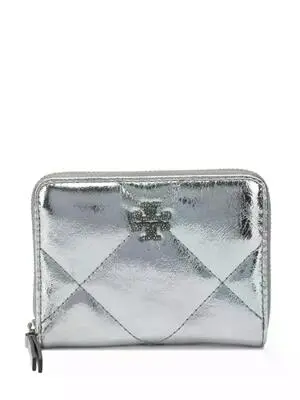 Tory Burch Kira Diamond Quilt Metallic Wallet - Silver