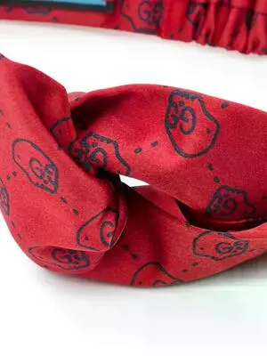 Gucci Gg Skull Print Twisted Headband - Red