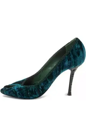 LE SILLA Velvet Peep-toe Pumps - Blue