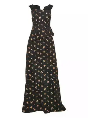 Roland Mouret Floral Print Sleeveless Maxi Dress - Black