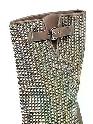 CHRISTIAN LOUBOUTIN Studded Leather Boots - Brown