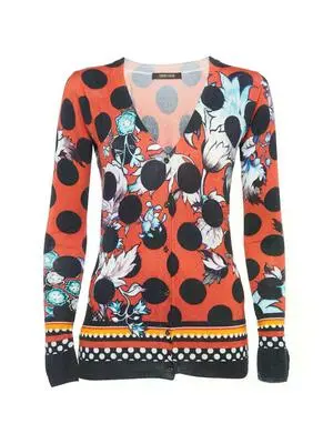 Roberto Cavalli Cardigan With Floral And Polka Dot Print - Red