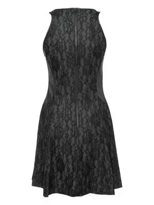 Sea Lace And Leather Paneled A-line Dress