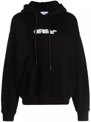 Off-White Cotton Hoodie With Logo - Black