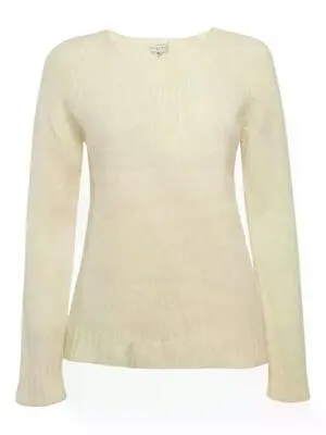 Balenciaga Rib-knit V-neck Long Sleeve Sweater - Neutrals