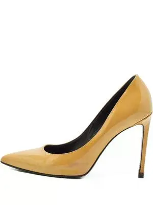 Saint Laurent Patent Leather Pointed-toe Pumps - Yellow