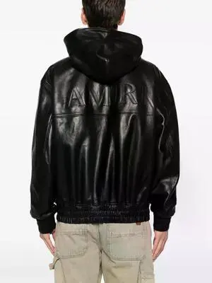 Amiri Hooded Leather Zip Jacket