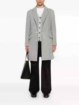 Peserico Contrast Trim Virgin Wool Blend Cardigan - Grey
