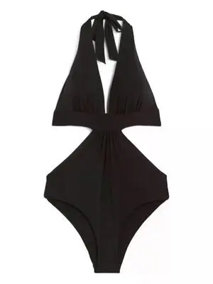 Max Mara Cassie Halterneck Cut-out One-piece Swimsuit - Black