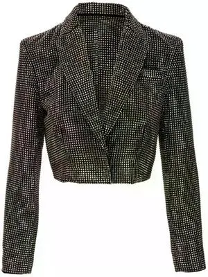 Roland Mouret Rhinestone-embellished Cropped Blazer - Black