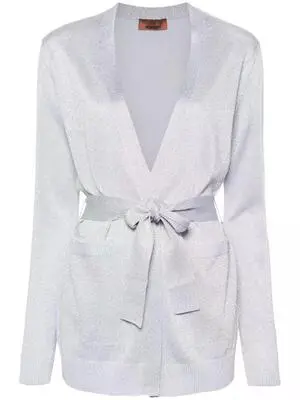 Missoni Metallic Threading Belted Cardigan - Silver