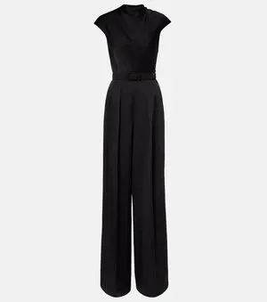 Max Mara Vespa Cutout Satin Jumpsuit - Black