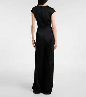 Max Mara Vespa Cutout Satin Jumpsuit - Black