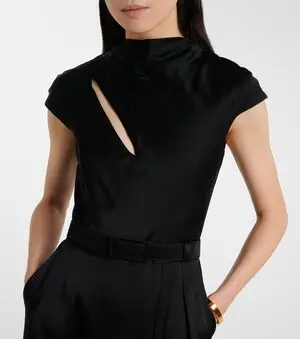 Max Mara Vespa Cutout Satin Jumpsuit - Black