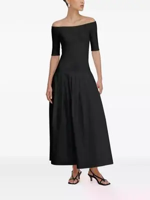 MARCELLA Mila Off-shoulder Pleated Midi Dress - Black