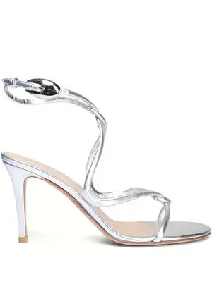 GIANVITO ROSSI Twisted Strap Sandals - Silver