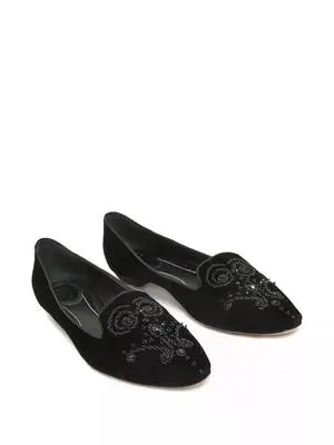 Rene Caovilla Velvet Beaded Loafers