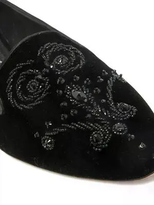Rene Caovilla Velvet Beaded Loafers