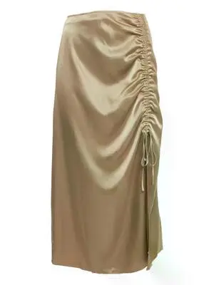 Polo Ralph Lauren Ruched Mini Skirt With Gold-tone Slit Detail