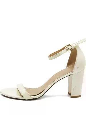 STUART WEITZMAN Stuart Weitzman 85mm Patent Leather Block Heel Sandals Neutrals