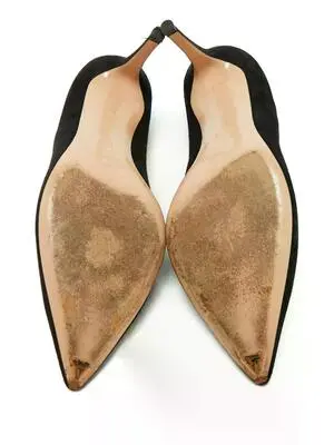 GIANVITO ROSSI Suede Pointed Toe Pumps - Black
