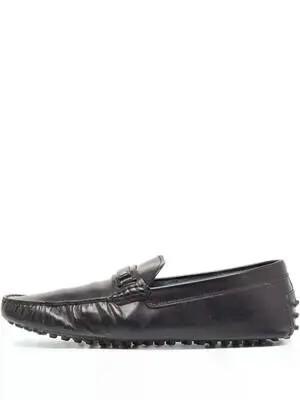 TOD'S Leather Loafers With Buckle Detail - Black