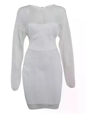 Herve Leger Ribbed Mini Dress - White