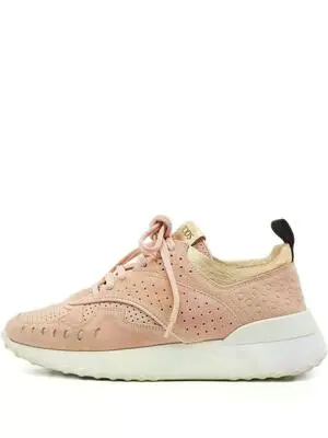 TOD'S Leather Perforated Lace-up Sneakers - Pink