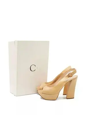 Casadei Leather Platform Slingback Sandals