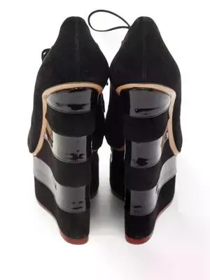 CHARLOTTE OLYMPIA Suede Lace-up Platform Wedge Pumps
