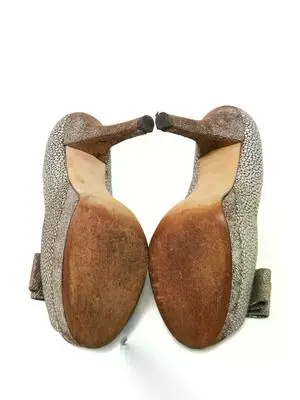 Fendi Brocade Leather Bow Pumps
