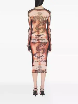 JEAN PAUL GAULTIER Tattoo Print Mesh Top