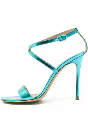 GIANVITO ROSSI Metallic Leather Stiletto Sandals