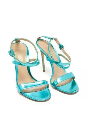 GIANVITO ROSSI Metallic Leather Stiletto Sandals
