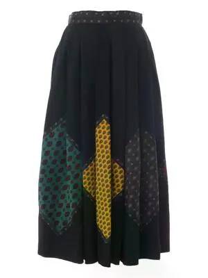 SOULEIADO Wool Midi Skirt With Provençal Print Panels