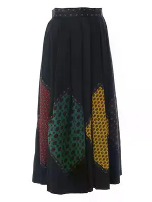 SOULEIADO Wool Midi Skirt With Provençal Print Panels