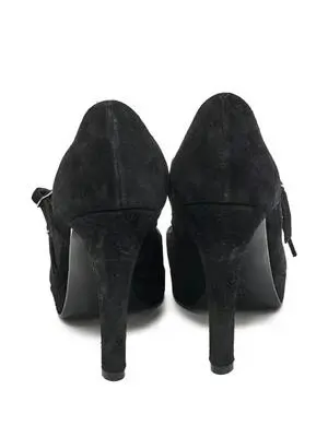 Casadei Suede Buckled Platform Pumps