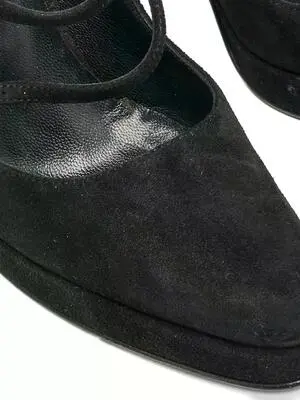 Casadei Suede Buckled Platform Pumps