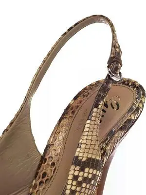 Gucci 140mm Snakeskin Leather Slingback Sandals