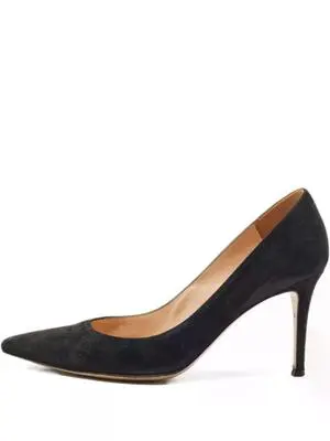 GIANVITO ROSSI Suede Pointed Toe Pumps - Black