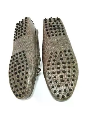 TOD'S Metallic-effect Bow Loafers