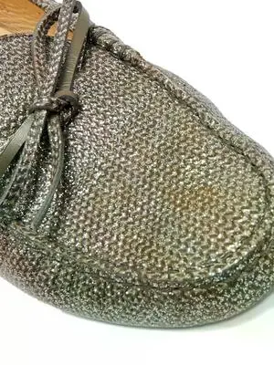 TOD'S Metallic-effect Bow Loafers