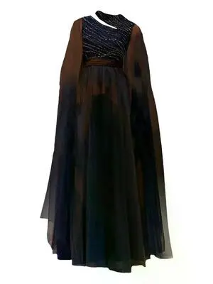 THA SEEN Embellished Maxi Dress - Brown