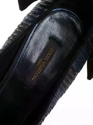 LOUIS VUITTON Sequined Striped Peep-toe Platform Pumps - Blue