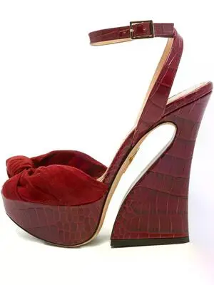 CHARLOTTE OLYMPIA 140mm Crocodile-embossed Platform Sandals - Red