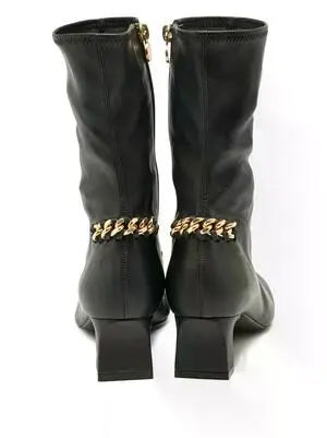Stella McCartney Leather Chain-trim Ankle Boots - Black