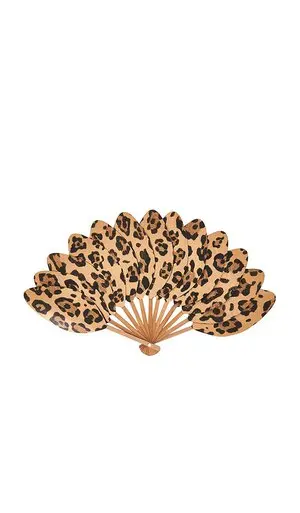 EVA VENTAI Large Palmette Leather Fan - Brown