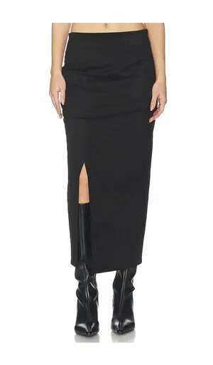 Heartloom Sampaio Faux Suede Wrap Skirt With Ruching - Black