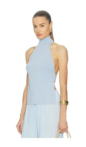 Cult Gaia Sleeveless High Neck Top - Blue
